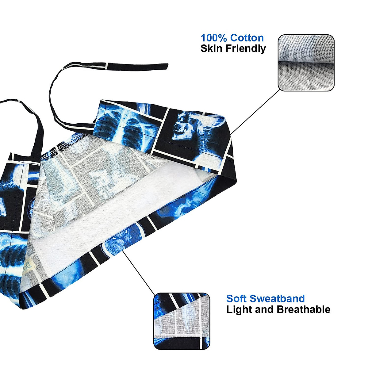 X-Ray Black Working Cap - Comfortable and Breathable for Men and Women Long Aesthetic Head Cover