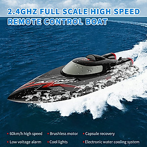 GoolRC RC Boat, WLtoys WL916 Remote Control Boat, 60KM/H High Speed RC Racing Boat for Pools or Lakes, 2.4GHz RC Boats with Low Battery Alarm for Kids and Adults,