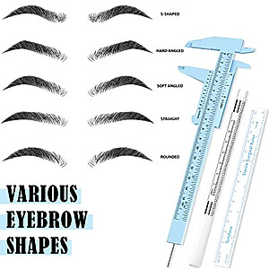 6 Pieces Eyebrow Tools 2 Pieces Eyebrow Measuring Ruler 2 Pieces Microblading White Marker Pen with Paper Ruler Skin Marker Eyebrow Permanent Makeup Position Mark Tools for Eyebrow Lips Skin