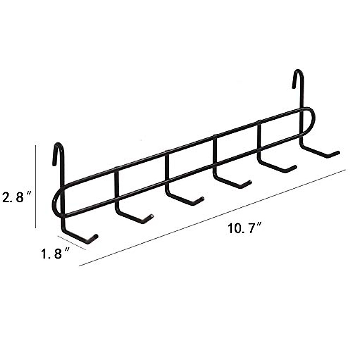 FRIADE Black Grid Hooks Rack for Wall Grid Panel,Hanging Hooks for Wall Grid Storage and Display，Size 10.7”x 2.8”x1.8 ”，2 Pack