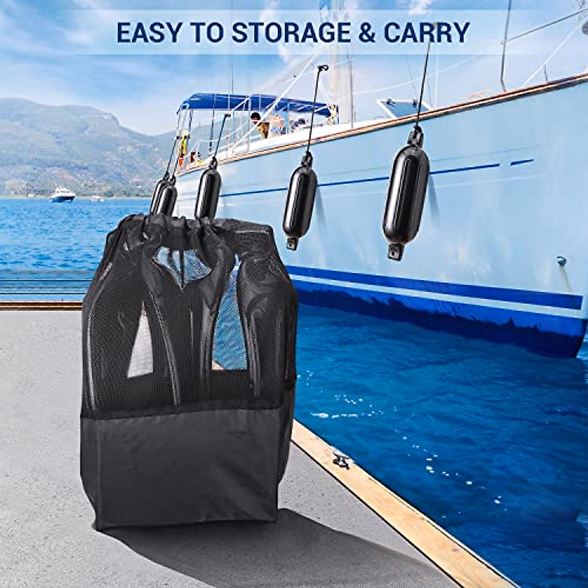 VIGORVAN Boat Fenders 4 Pack Boat Bumpers for Docking, 5.5 Inch Inflatable Boat Fenders Bumpers, Boat Fender with 4 Ropes, 4 Needles, 1 Pump