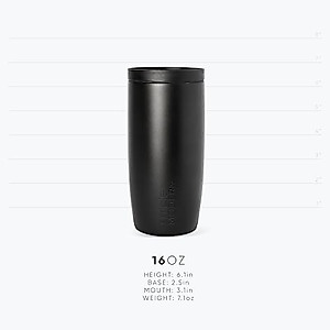 Simple Modern Travel Coffee Mug Tumbler with 360° Lid | Ceramic-Lined Insulated Stainless Steel Cold Brew Iced Coffee Cup | Gifts for Women Men Her Him | Voyager Signature | 16oz | Midnight Black