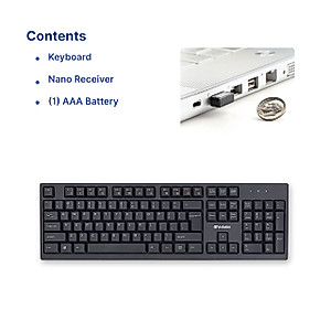 Verbatim Slimline Wireless Keyboard 2.4GHz USB Plug-and-Play Numeric Keypad Adjustable Tilt Legs Wireless Full-Size Computer Keyboard Compatible with PC, Laptop -Frustration Free Packaging Black 70738