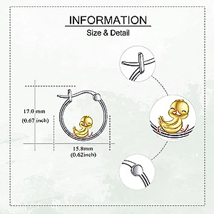 Duck Earrings Sterling Silver Duck Hoop Earrings Cute Animal Duck Jewelry Gifts for Women Girls