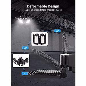 LED Garage Light, 185W 18500LM Plug in LED Shop Light, Linkable Garage Light with Plug Deformable 6 Panels, 6500K LED Garage Ceiling Lights for Garage, Warehouse, Barn, Basement Built-in ON/Off