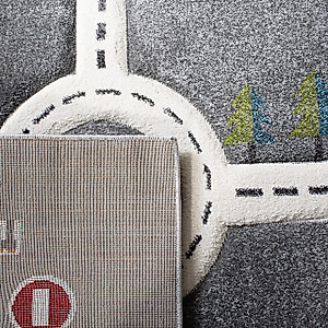 SAFAVIEH Carousel Kids Collection Accent Rug - 2' x 3', Grey & Ivory, Non-Shedding & Easy Care, Ideal for High Traffic Areas for Boys & Girls in Playroom, Nursery, Bedroom (CRK192F)