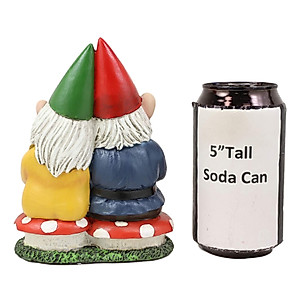 Ebros Whimsical Mr and Mrs Gnome Hobbit Couple Sitting On Toadstool Mushrooms Statue 6.25" Tall 'Forever Love Struck' Gnomes Home Decor Sculpture Figurine