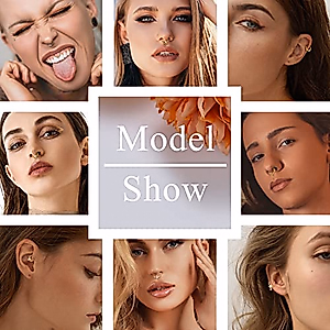 SAILIMUE 8Pcs 16G Septum Rings Daith Earrings Septum Piercing Jewelry 316L Stainless Steel CZ Opal Dangle Hinged Segment Septum Clicker Nose Rings Hoop Piercing Jewelry Gold 8MM