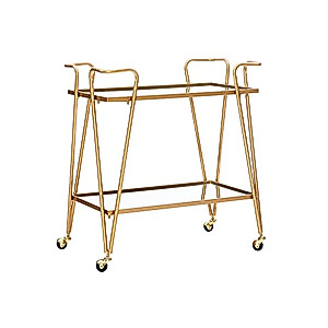 Linon Gina Mid-Century Bar Cart, Gold