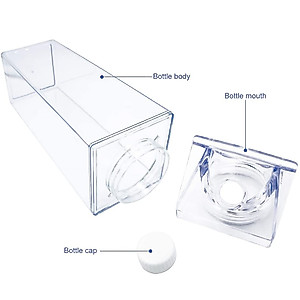 FveBzem 17Oz 500ml Milk Carton Water Bottle with Cleaning Brush BPA Free Reusable Milk Carton Shaped Water Bottle Leakproof Juice Tea Jug for Travelling Sports Camping Outdoor Activities