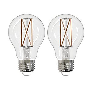 Bulbrite Pack of (2) 8.5 Watt Dimmable Clear Filament A19 Medium (E26) LED Bulb - 850 Lumens, 3000K, and 90 CRI