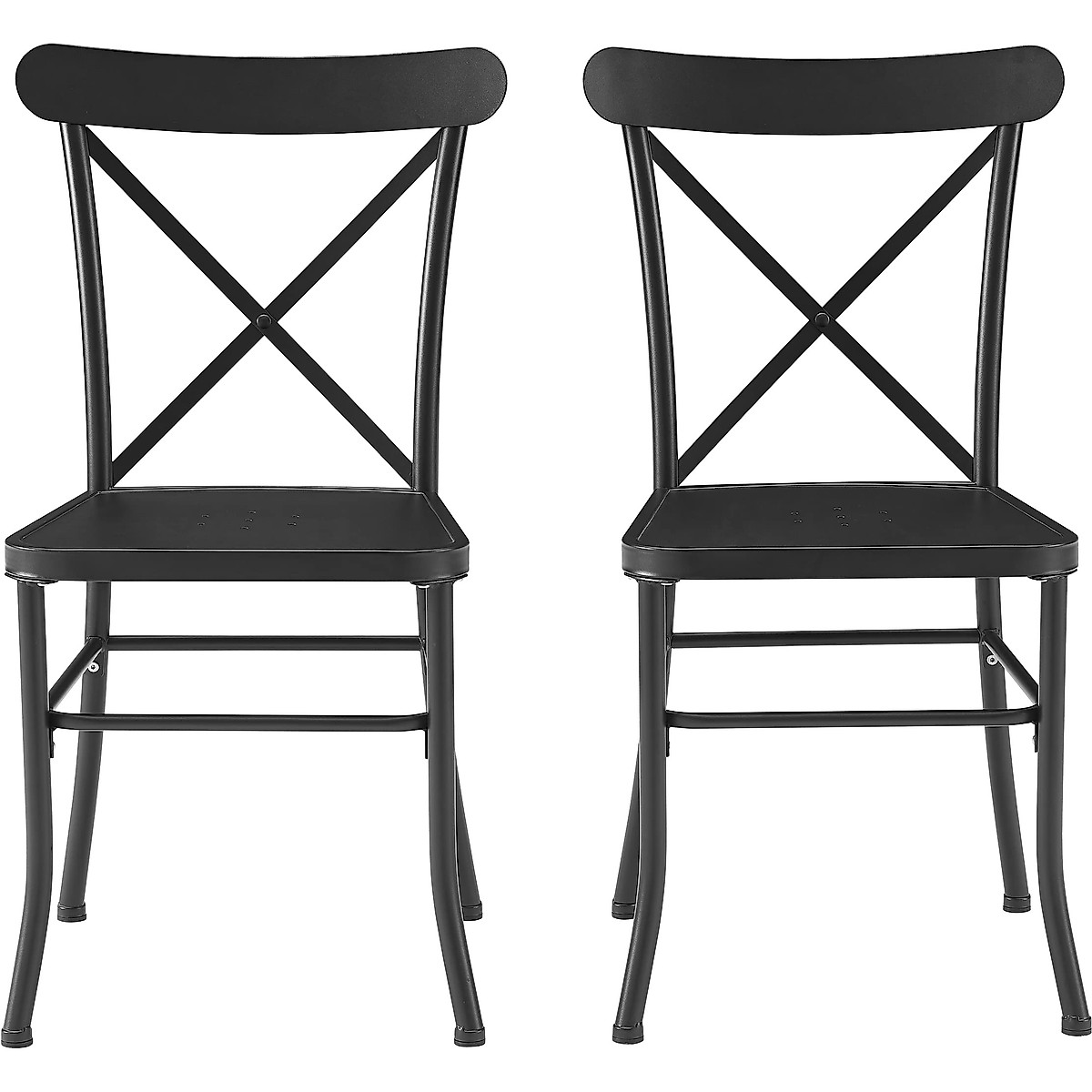 Crosley Furniture Astrid 2-Piece Indoor Outdoor Chair Set, Dining Chairs for Kitchen, Patio, Porch, Deck, Matte Black