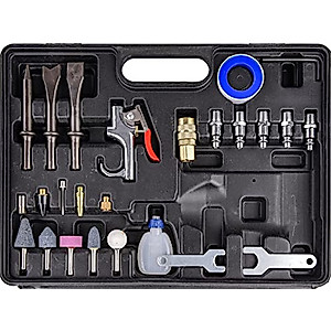 JEGS 81151 Air Tool Kit Includes Impact Wrench Ratchet Wrench Hammer Die Grinder