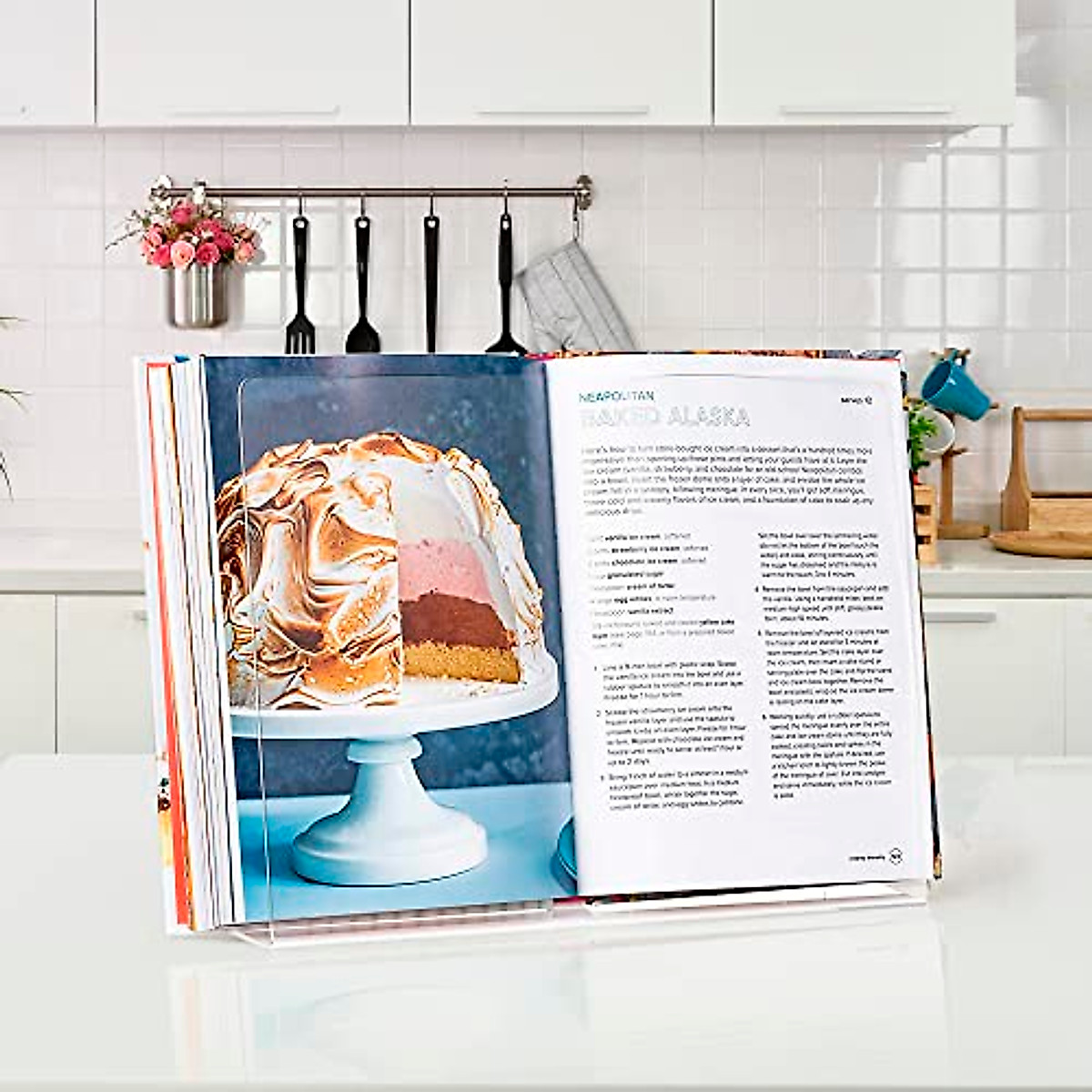 Srenta Durable Acrylic Cookbook Stand Transparent Easy Viewing iPad/Tablet Holder, Great for Cooking/Baking Without Making Your Cook Book Dirty.
