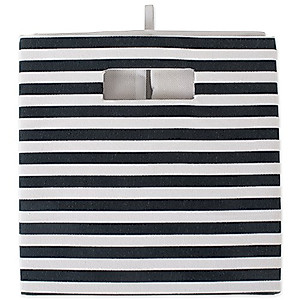 DII Collapsible Polyester Storage Cube, Pinstripe, Black, Small