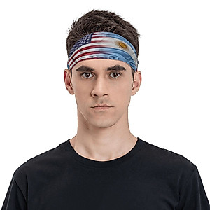 USA and Argentina Flag Sports Headbands Unisex Yoga Non-Slip Quick-Drying Workout Hairband
