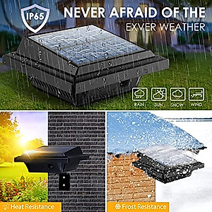 UniqueFire 40LED Outdoor Solar Lights Solar-Powered LED Garden Wall Lamp Plastic Solar Light Waterproof for Walkways Stairways (8PCS Black_Warm White)