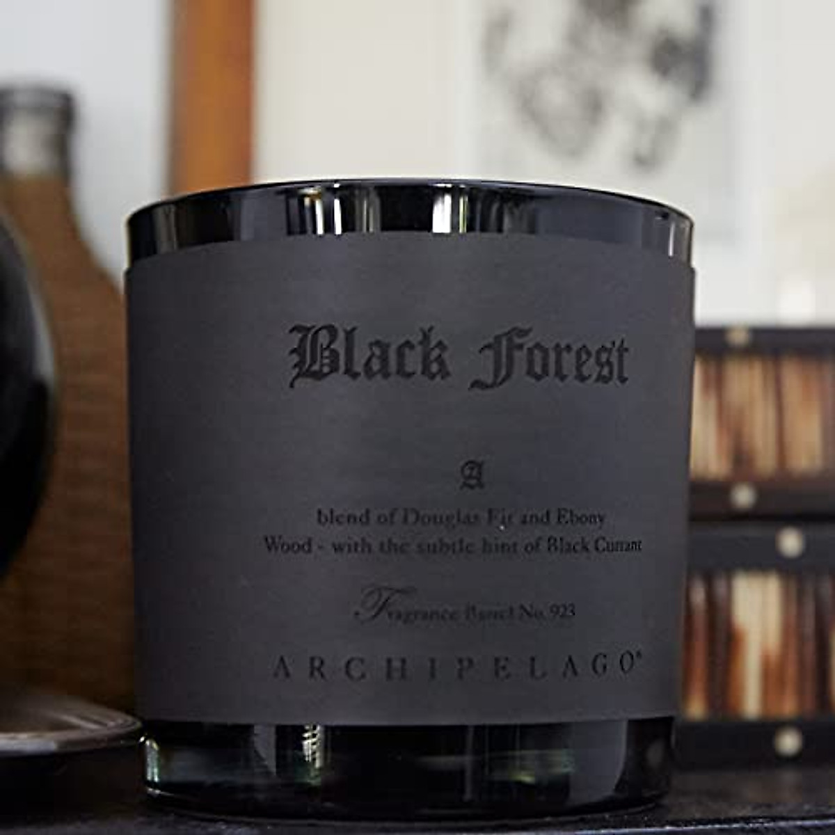 Archipelago Botanicals Black Forest Letter Press Candle | Dark Ebony Wood, Douglas Fir and Black Currant | Clean Soy Wax Blend Burns 100 Hours (13 oz)