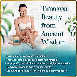 Neem & Fennel Hair Removal Mask - Bikini Hair Removal for Women’s & Men’s Legs, Underarm, & Chest,- Depilatory Powder Body Hair Remover with Ayurvedic Herbs for All Skin Types - Roots & Herbs, 2.47oz