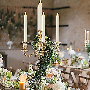 DRomance Flickering Flameless Taper Candles with Remote Timer Battery Operated LED Candlesticks Real Wax Dimmable Light Dinner Thanksgiving Christmas Decor(Ivory, 0.78" x 9.64")