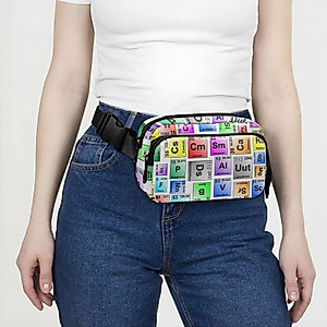 Periodic Table Elements Fanny Pack for Women Men Crossbody Belt Bag Fashion Waist Packs Purse with Adjustable Strap Bumbags for Outdoors Workout Travel