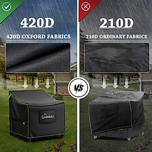 UIRWAY Patio Furniture Covers Waterproof for Chairs, Outdoor Chair Cover with Air Vent, 420D Heavy Duty Large Outdoor Rocking Chair Covers with Reflective Strips - 35"W × 38"D × 31"H 2 Pack Black