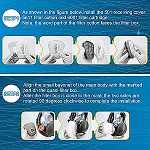 Reusable Respirator full Face Gas Cover, Organic Vapor Mask and Anti-fog, for Painting, mechanical polishing, logging, welding, Against Dust, Staining, Sanding & Cutting