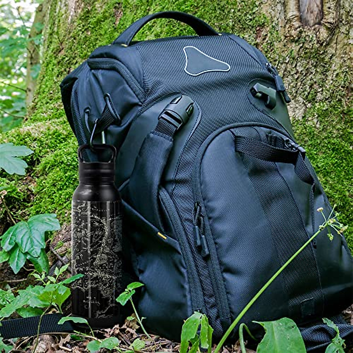 Lord Of The Rings - Logo OFFICIAL Map Of Me 24 oz Insulated Canteen Water Bottle, Leak Resistant, Vacuum Insulated Stainless Steel with Loop Cap