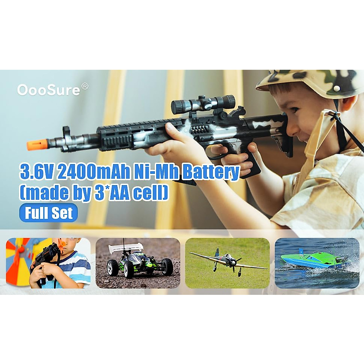 HJ 2 pcs 3.6V 2400mAh NI-MH 3xAA SM2P Battery with USB Charging Cable for Some Kind of RC Toy Car Boat Plane Flashlight Safe Equitment Electric Machine