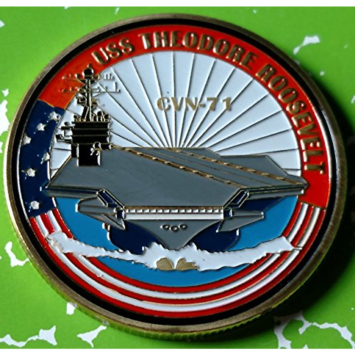 US Navy USS Theodore Roosevelt CVN-71 Colorized Challenge Art Coin