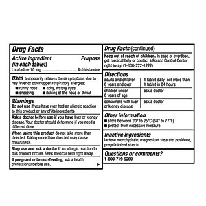 Walgreen wal-itin Non-drownsy 24 Hour Allergy Indoor and Outdoor Allergies 45 Tablets