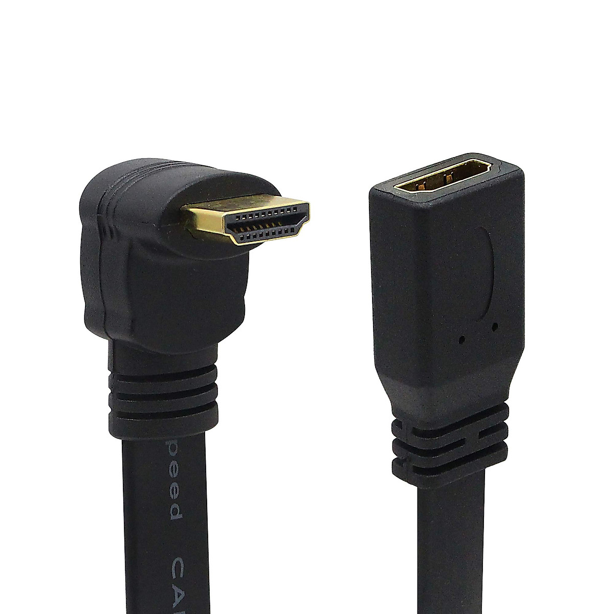 CERRXIAN 1FT Flat Slim High Speed HDMI Extension Cable A Female to 90 Degree Down Angle A Male Cord