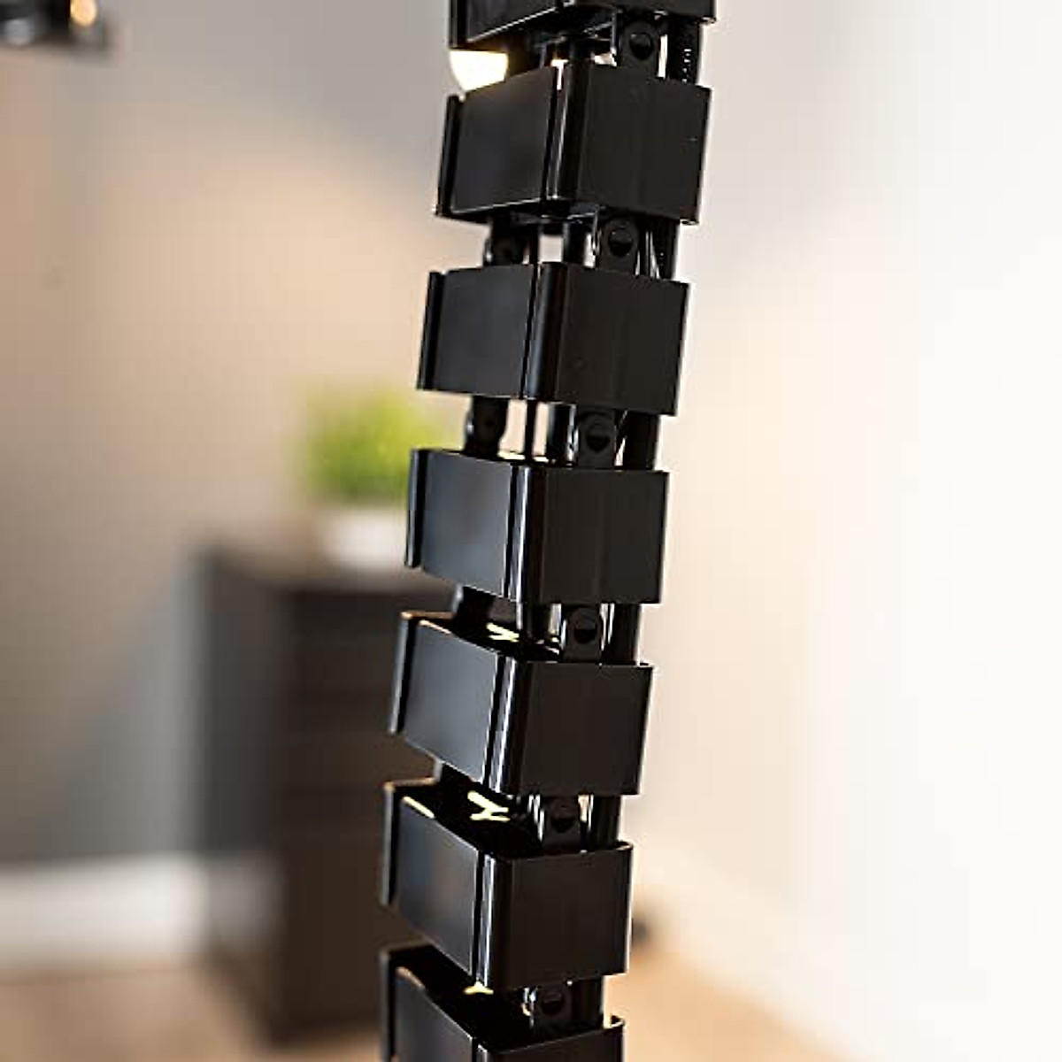 VIVO Clamp-On Vertebrae Cable Management Kit, Height Adjustable Desk Quad Entry Wire Organizer, Black, DESK-AC01P-B