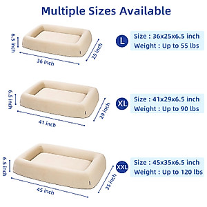 pettycare Orthopedic Dog Bed for Large Dogs Waterproof Pet Bed Soft Sofa with Two Fabrics Washable Removable Cover Egg Foam Support Anti-Slip Bottom Extra Head and Neck Support Sleeper,XL Beige