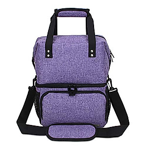 Luxja Breast Pump Bag with 2 Compartments for Breast Pump and Cooler Bag, Leakproof Pumping Bag for Working Mothers (Fits Most Major Breast Pump), Purple