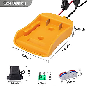 WEUCHSOL Power Wheel Adapter for Dewalt 20V Battery Adapter, Dewalt Battery Adapter with 3Pcs 30A Fuse, 14AWG Wire, Power Connector for DIY Ride On Truck, RC Car Toys and Robotics (1pack)