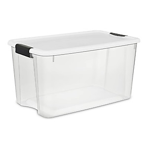 Sterilite Clear Stackable Set of 70 Quart Ultra Latch Storage Boxes (4 Pack) & 64 Quart Container Totes (6 Pack) with Latching Lids