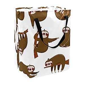 Funny Sloths Print Collapsible Laundry Hamper, 60L Waterproof Laundry Baskets Washing Bin Clothes Toys Storage for Dorm Bathroom Bedroom