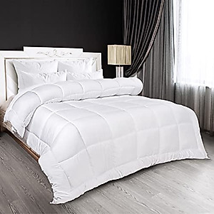 Utopia Bedding All Season Down Alternative Quilted Comforter - Microfiber Duvet Insert with Corner Tabs - Machine Washable - Bed Comforter, White, Queen