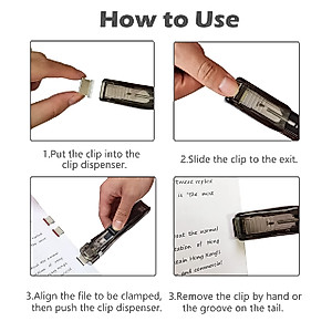 Wonderbooom 2 Pack Portable Handheld Paper Clam Clip Dispenser Large Size with 50 Stainless Steel Metal Refill Clips,Fast Paper Clipper for Desk Document Office Home School