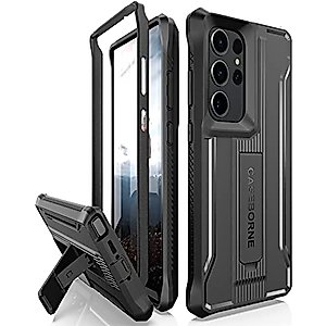 CaseBorne V Designed for Samsung Galaxy S23 Ultra 5G Case (Formerly ArmadilloTek), [Ultimate Protection Tech] Full-Body Multi-Layer Rugged Kickstand Protective Case Screenless- Black