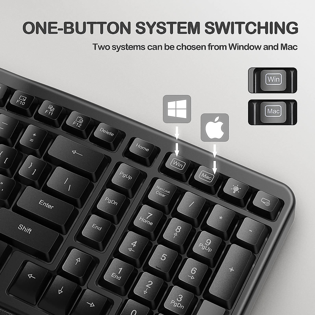 TANNSEN Backlit Wireless Ergonomic Keyboard USB Split Keyboard with Wrist Rest and Comfortable Typing, 104 Keys, 10 Shortcuts for Windows, Mac and Laptop PC Computer