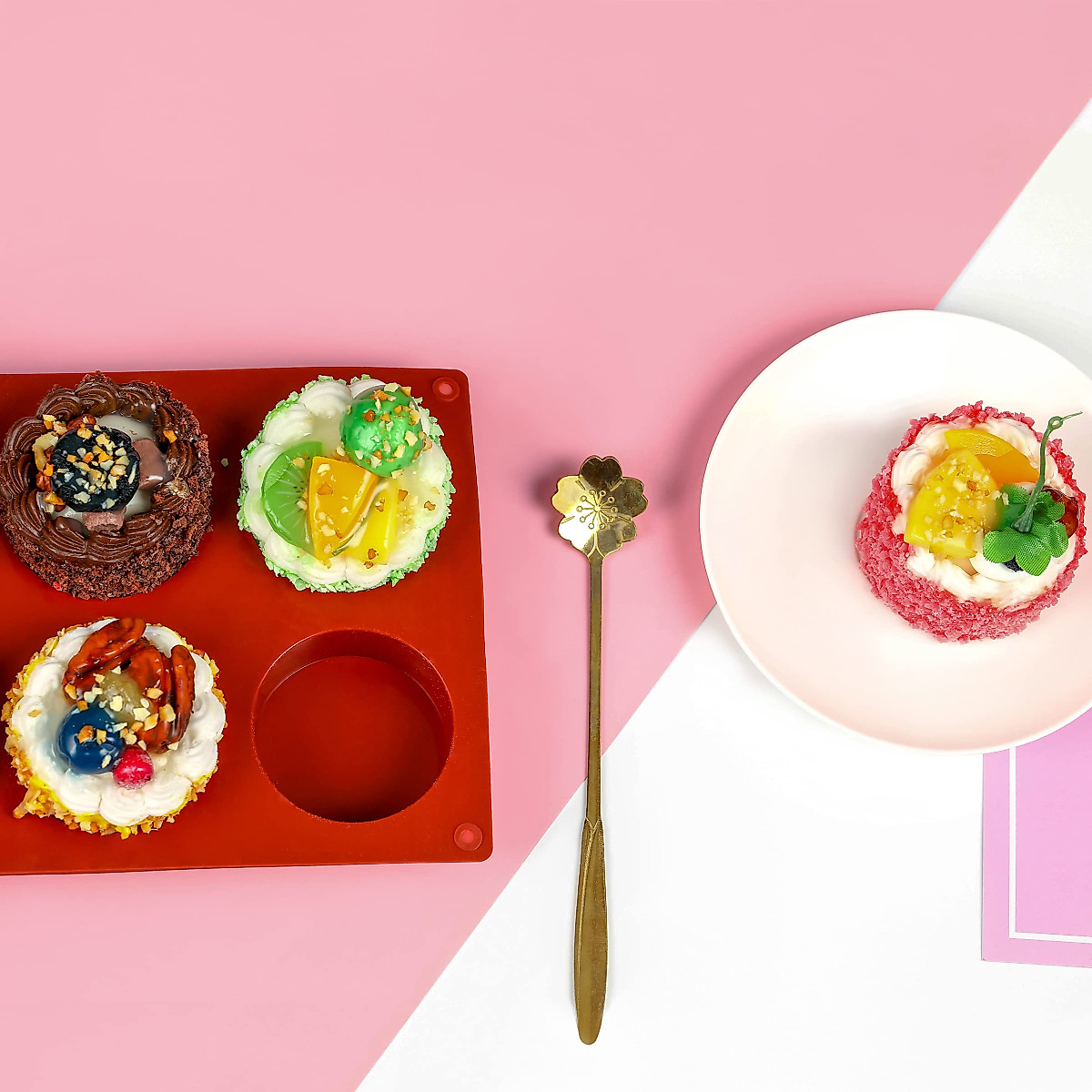 Silicone Molds Chocolate Molds Round Cylinder Candy Cookie Chocolate Oreos Molds(4 PCS), Perfect Molds for Chocolate Covered Oreos, Cupcake, Candy, Pudding, Mini Soap Making (4, Brown)