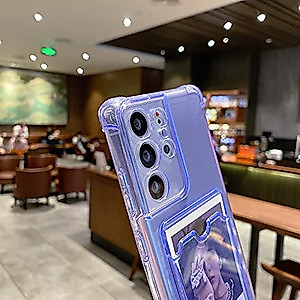 Tuokiou Clear Wallet Phone Case for Samsung Galaxy S21 Ultra 5G Upgrade Clear Card Slot Case Slim Fit Protective Soft TPU Shockproof with Cute Card Holder for Samsung Galaxy S21 Ultra 6.8 inch (2021)