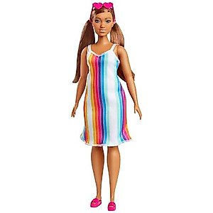 Barbie Loves the Ocean Doll with Brown Hair, Colorful Dress & Accessories, Doll & Clothes Made From Recycled Plastics