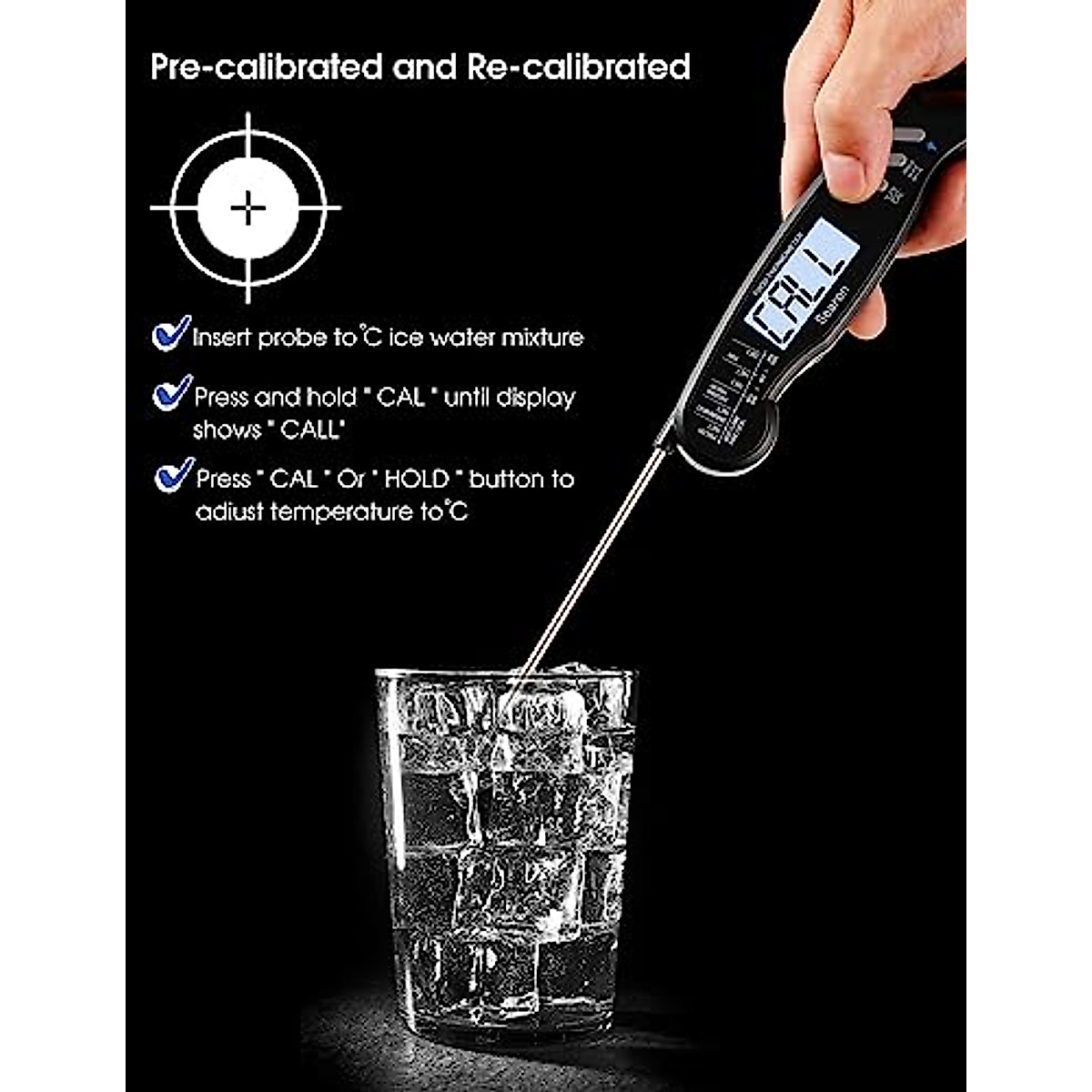 Searon Meat Thermometer,Digital Food Thermometer with Instant Read Out,Backlight and Waterproof,Kitchen Thermometer for BBQ Grilling, Smoker, Baking Turkey