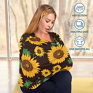 Nursing Cover Breastfeeding Scarf Sunflowers Black- Baby Car Seat Covers, Infant Stroller Cover, Carseat Canopy(v)