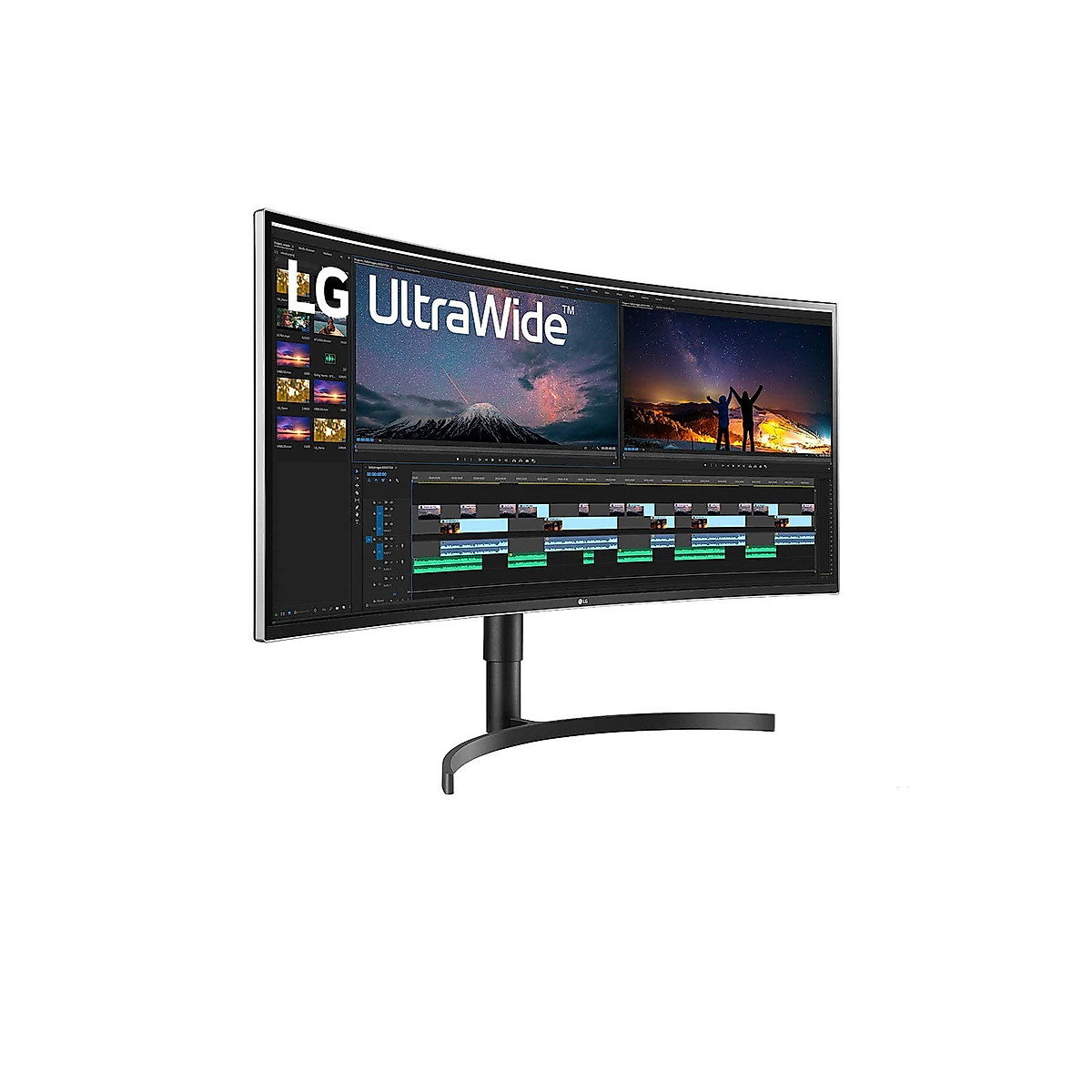 LG 38” QHD+ IPS Curved UltraWide Monitor (3840x1600) with HDR10, Dynamic Active Sync, Black Stabilizer, Flicker Safe, Reader Mode, Onscreen Control & Ergonomic Design (38BN75C-B) (Renewed)