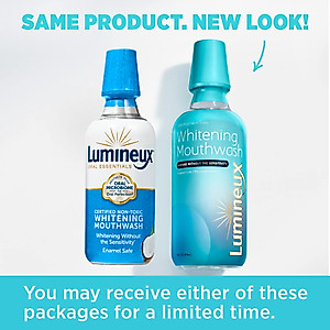 Lumineux Teeth Whitening Mouthwash, 16 Oz. 2 Pack - Peroxide Free - Enamel Safe - Whitening without The Sensitivity - Certified Non-Toxic - NO Alcohol, Fluoride & SLS Free