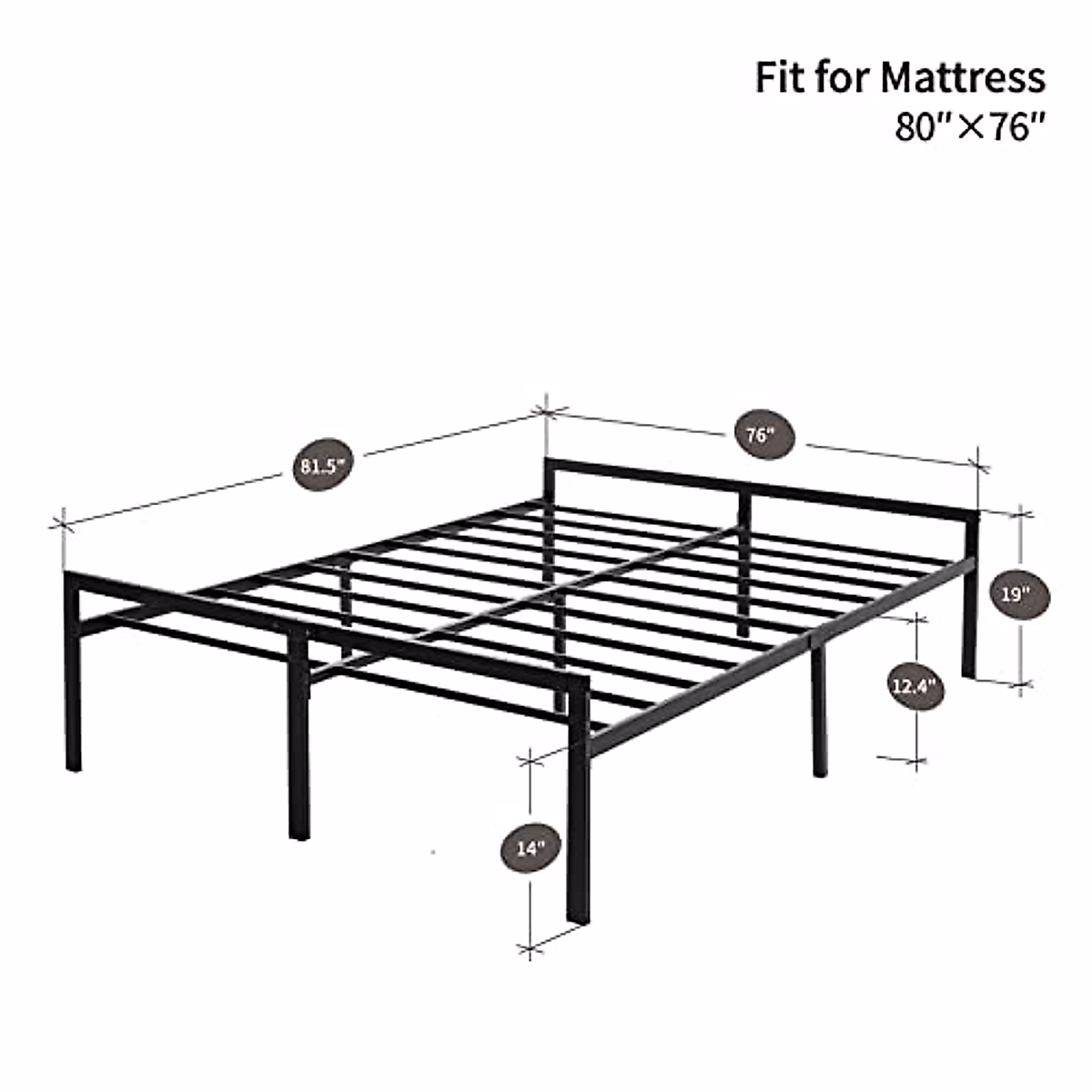 Mofesun Metal Bed Frame King - Black Metal Platform Bed 14 Inch with Storage, Heavy Duty Easy Assembly No Box Spring Needed (King)